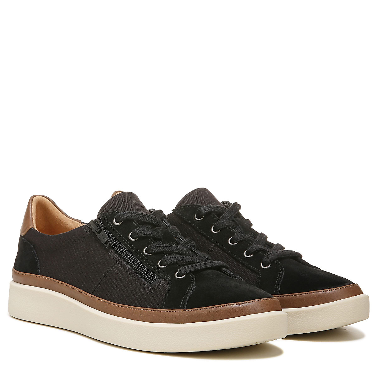 Vionic Women's Essence Mayra Suede Fashion Sneaker- Supportive Casual Shoes That Includes a Built-in Arch Support Black Suede 11 Wide