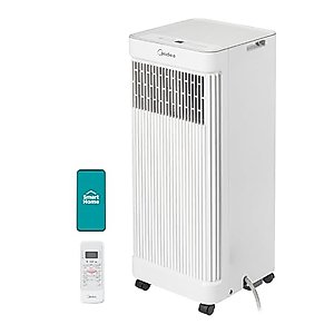 Midea 10,000 BTU ASHRAE (7,100 BTU SACC) Portable Air Conditioner Smart Control, Cools up to 300 Sq. Ft., with Dehumidifier & Fan mode, Easy- to-use Remote Control & Window Installation Kit Included