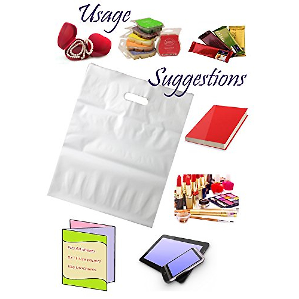 100 Extra Durable 2.5mil 12x15 Clear Merchandise bags Die Cut Handle-Semi-Glossy finish-Anti-Stretch. For Retail store plastic bags, Party favors, Handouts and more by Best Choice (Clear)