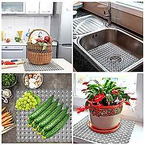 Coopay 2 Pack Kitchen Sink Mat Plastic Sink Protect Mat PVC Eco-friendly Kitchen Adjustable Stainless steel/Porcelain Dish Drying Pad Sink Protector for Bottom of Kitchen Sink, 11 x 11 Inches (Gray)