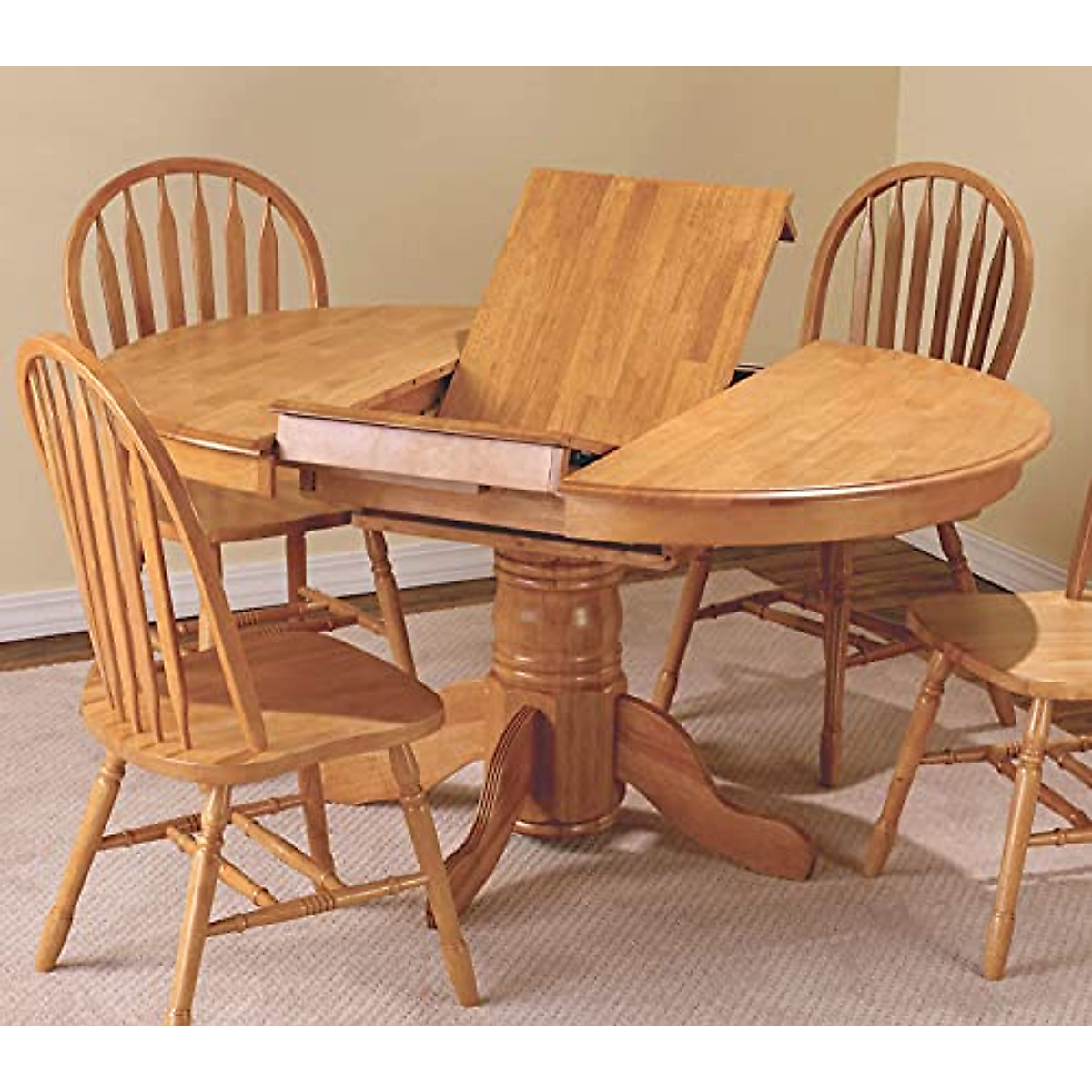 Sunset Trading Pedestal Butterfly Leaf Table, 66", Light Oak Finish