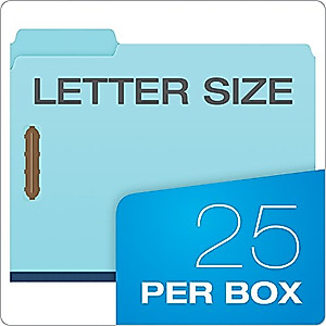 Pendaflex Pressboard Fastener Folders, Letter Size, Light Blue, 1" Expansion, 1/3 Cut, 25/BX (615F21-3BLU)