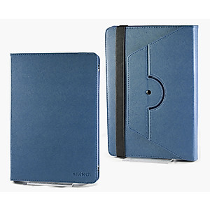 Navitech 7" Blue Leather Book Style Folio Case/Cover & Stylus Pen Compatible with The HP 7 Plus 1301 / HP Slate 7 HD/HP Slate 7 / HP Slate 7 Plus HD/HP Slate 7 VoiceTab