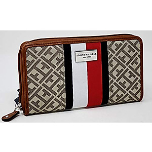 Tommy Hilfiger Women's Logo Stripe Zip Around Wallet Clutch Bag