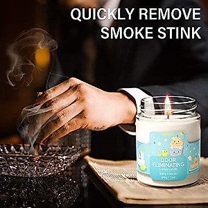 TRINIDa Baby Powder Odor Eliminating Candles for Home Scented, Eliminates 99% of Pet, Smoke, Food and Other Smells Quickly, Highly Fragranced Candle, Premium Soy Candles Gift Set for Women