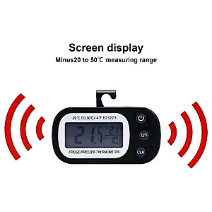 Refrigerator Thermometer - Waterproof Freezer Thermometer Digital Temperature Tester Freezer Temp Gauge with LCD Display & Magnetic Back for Kitchen Home Restaurants, 3 Ways to Place