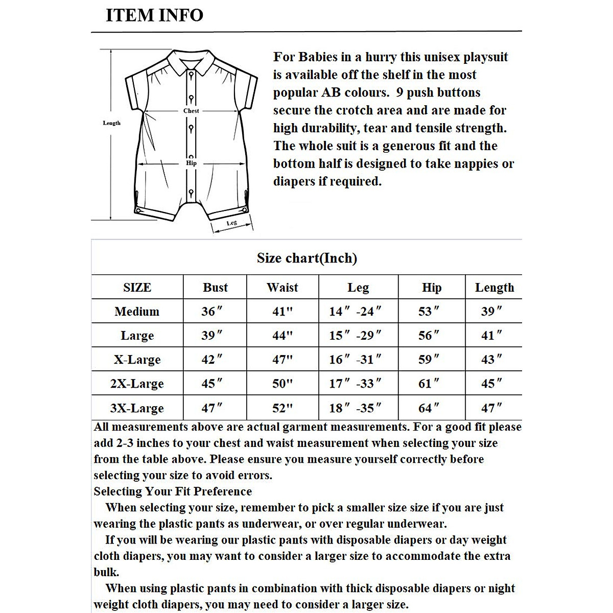 Haian PVC AB Unisex Snap Through Crotch Romper (3X-Large, Baby Pink)