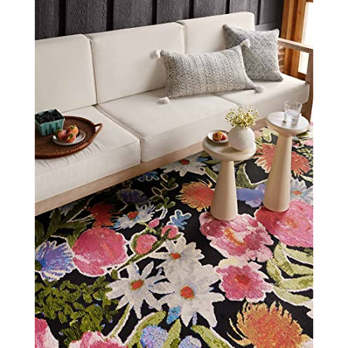 Loloi II Botanical Collection BOT-01 Black/Multi, Indoor/Outdoor 6'-7" x 9'-4" Area Rug