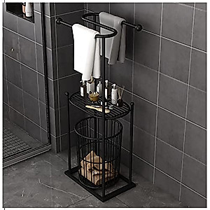 Towel Bar Stand Silver Chrome Plated Metal Free Standing Towel Rack Stand withwith Dirty Clothes Basket Rustproof Stainless Steel,Bedroom, Laundry Room, Blanket Rack (Size:122 * 69 * 45CM,Color:Gold)