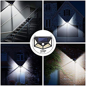 Solar Lights Outdoor - Solar Wall Light 100 LEDs Wireless Solar Motion Sensor Security Lights with 270° Wide Angle IP65 Waterproof 3 Optional Mode for Garden Patio Yard Front Door Garage Porch,4 Pack