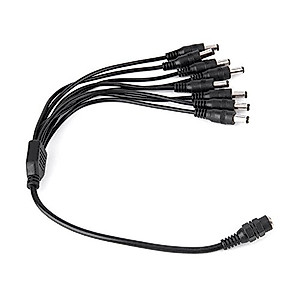 exgoofit 2-Pack DC 1 Female to 8 Male Output Power Splitter Cable Y Adapter for CCTV Security Cameras and LED Strip Lights