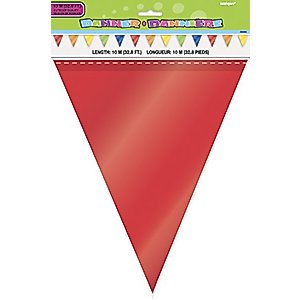 Unique Party Decoration Giant Plastic Rainbow Pennant Banner, 32.8', Multicolor