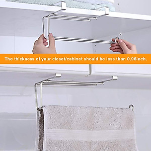 Paper Towel Hanger Holder Stainless Steel Kitchen Roll Paper Towel Holder Tissue Hanger Organizer Rack for Kitchen Under Cabinet Over Door (Paper Towel Holder)