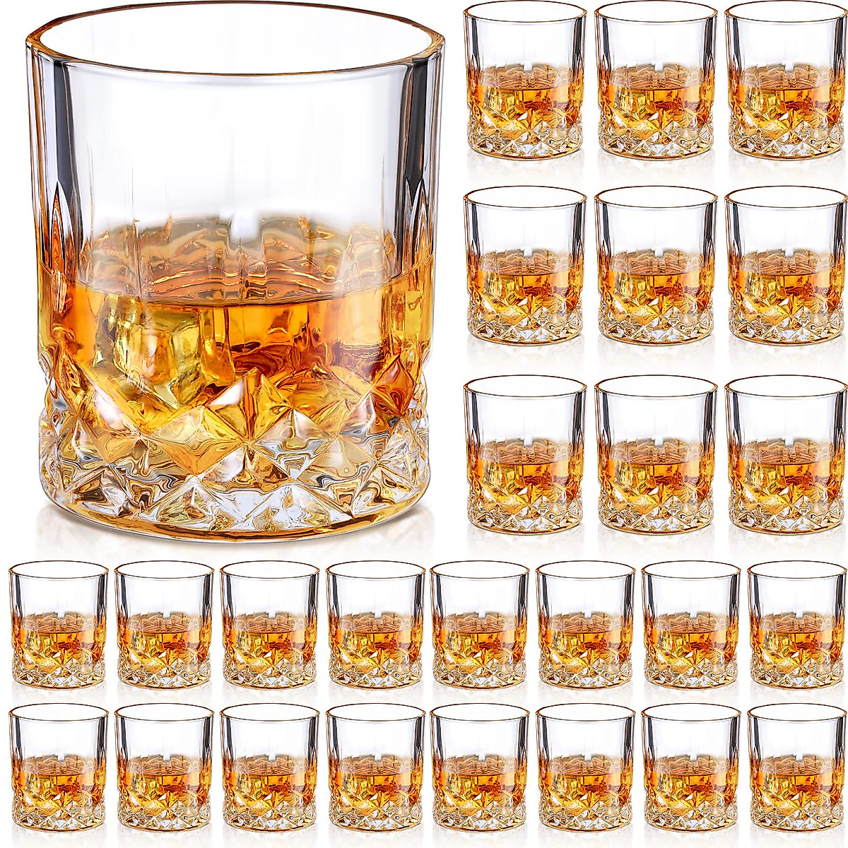18 Pack Old Fashioned Whiskey Glasses 10 oz Bourbon Glass Cocktail Glasses Rocks Glasses for Whiskey Bourbon Liquor and Cocktail Drinks Gift for Men Women Home Bar (Elegant)