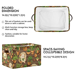 WELLDAY 1PCS Storage Basket Hedgehogs Pattern Large Foldable Storage Bin Cube Collapsible Organizer
