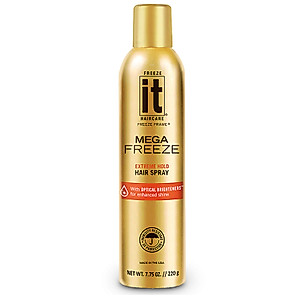 IT Haircare MEGA Freeze Extreme Hold Hair Spray | 7.75 Oz. | Vitamin B5 & Hydrolyzed Wheat Protein | Humidity Resistant | Optical Brighteners for Enhanced Shine | 24 Hour Hold Fast-Dry