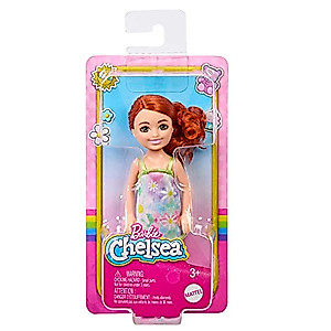 Barbie Chelsea Doll, Small Doll Wearing Removable Floral Dress and Shoes with Red Hair & Blue Eyes