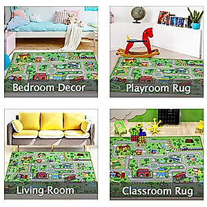 Capslpad Kids Rug Educational Play Rug 6.6' x 5' Traffic Road Kids Play Car Mat Large Learning Play Game Area Rug Kids Carpet for Playroom Living Room Nursery Room Decor