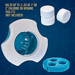 U.S. Pool Supply Large Pool Floating Chlorine Chemical Dispenser with 120° F Thermometer, 7" Diameter - Holds 3" Tablets - Adjustable Chemical Delivery Pool Maintenance Floater - Spa, Hot Tub