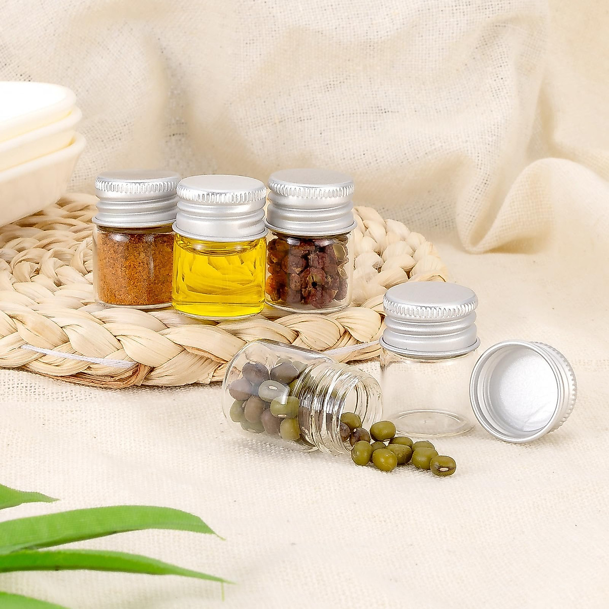 Kesell 24PCS 5ml Clear Glass Vials with Aluminium Cap Mini Glass Bottles with Caps for Storage, Sample Vials