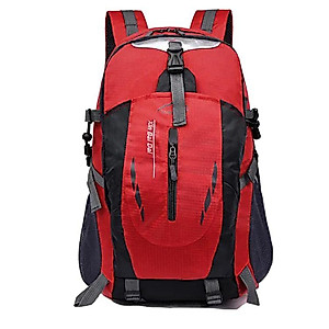 BACKPACK of 40L for Men or Women, RED, LIGHTWEIGHT, WATER RESISTANT, COMFORTABLE, ROOMY and DURABLE for HIKING, TREKKING, CAMPING, CYCLING, TRAVELLING, CLIMBING, FISHING and selected by SIMON PICKS