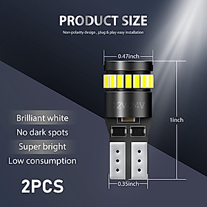 QODOLSI Led License Plate Light, 194 168 2825 W5W T10 Led Bulb, Led Interior Car Lights, Tail Light Bulb, Dome Light, Reverse Light Bulb, Car Door Lights, Universal for Most Cars (White #2PCS)