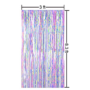 2pcs 3ft x 8.3ft Shiny Corlorful Metallic Tinsel Foil Fringe Curtains Photo Booth Props for Engagement Bridal Shower Bachelorette Baby Shower Bachelorette Holiday Celebration Party Decorations