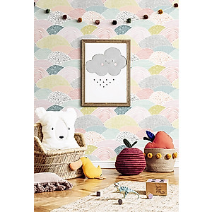 Toduso Peel and Stick Wallpaper Dot/Line Contact Paper Pink Wallpaper 15.5''x78.7'' Removable Self-Adhesive Wallpaper Room Decor Wall Covering Vinyl Rolls