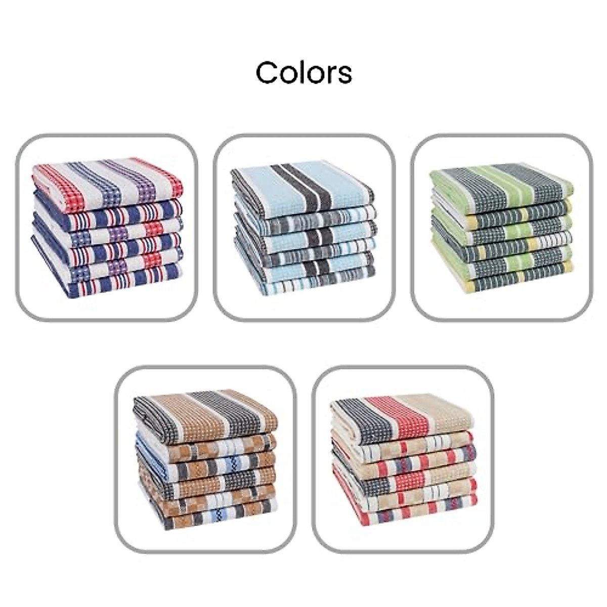 Linen Hub Premium Kitchen Towels 100% Cotton 18x26 Set of 6 - Tea Towels - Kitchen Dishcloth Towels - Dish Cloth for Household Cleaning - Soft Absorbent Quick Drying Dish Towels Red Multicolor