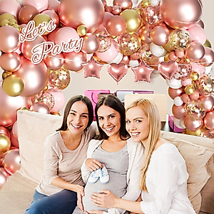 154pcs Rose Gold Balloon Arch Garland Kit, Metallic Rose Gold and Pink Gold White Balloons for Birthday Baby Shower Bachelorette Wedding Bridal Shower Decorations