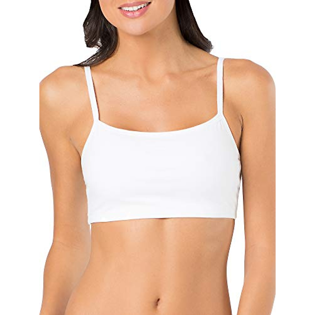 Fruit of The Loom Womens Spaghetti Strap Cotton Pull Over 3 Pack Sports Bra, Blushing Rose/White/Black Hue, 44