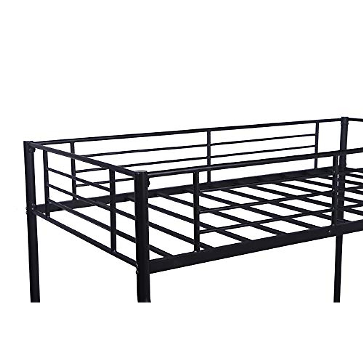 Olela Twin Over Full Metal Bunk Beds, Low Profile Bunk Beds Heavy Duty Steel Bed Frame with Safety Rail and Ladder for Boys Girls Adults Dormitory Bedroom,No Box Spring Needed (Black)