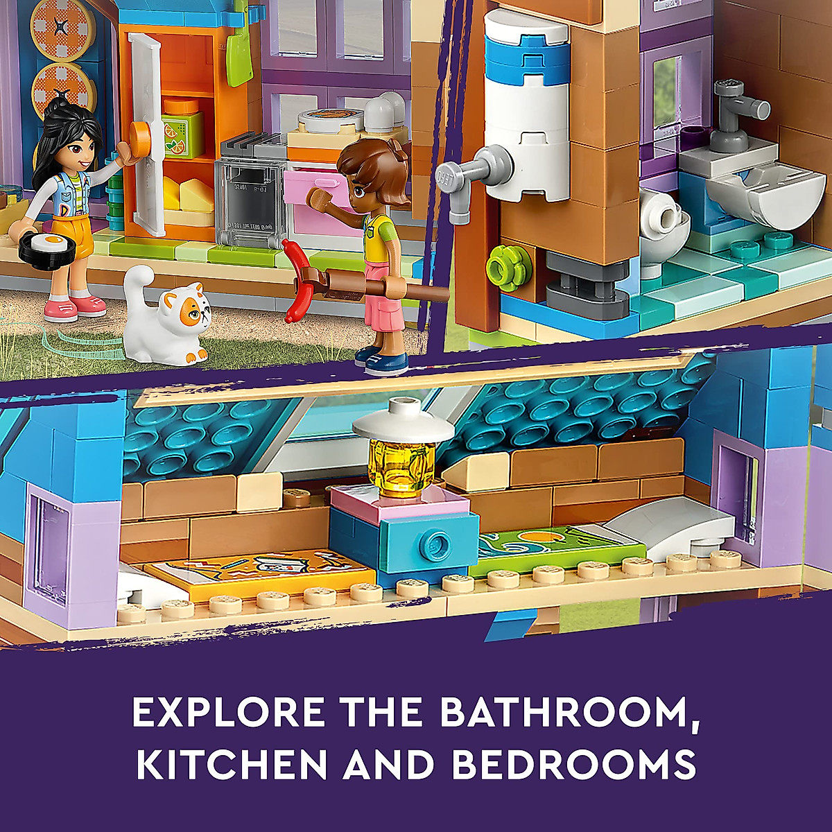 LEGO Friends Mobile Tiny House 41735, Forest Camping Dollhouse Pretend Play Set with Toy Car to Enjoy The Great Outdoors, includes Leo & Liann Friendship Mini-Dolls, Gift Idea for Kids 7 Plus