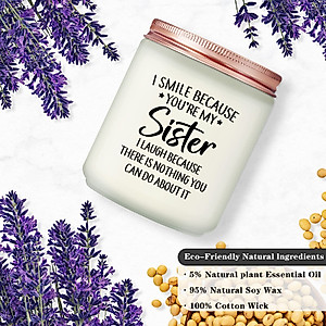 Maybeone Christmas Gifts for Sister - Big Sister Birthday Mothers Day Valentines Day Gifts from Sister Brother - I Smile Because You are My Sister Candle
