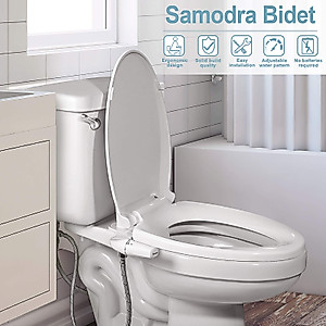 SAMODRA Ultra-Slim Bidet, Minimalist Bidet for Toilet with Non-Electric Dual Nozzle(Frontal & Rear Wash) Adjustable Water Pressure, Fresh Water Bidet Toilet Seat Attachment,Easy to Install