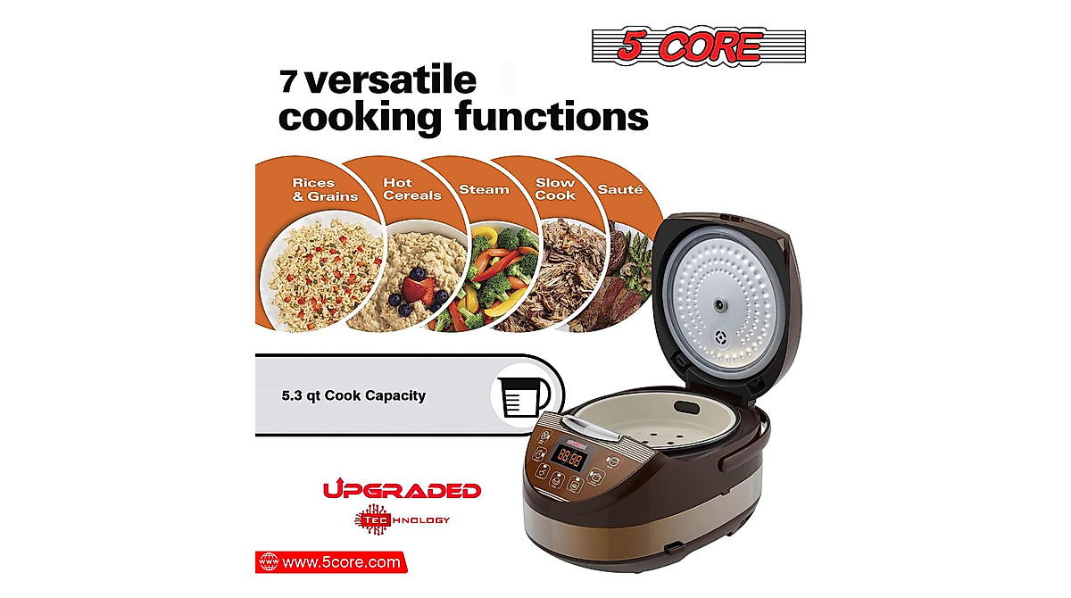 5 Core 5.3Qt Asian Rice Cooker - 15-in-1 Multi Cooker