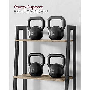 VASAGLE Ladder Shelf, 5-Tier Bookshelf, Storage Rack, Bookcase with Steel Frame, for Living Room Home Office, Kitchen, Bedroom, Industrial Style, Camel Brown + Black