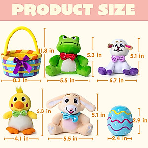 JOYIN 7 PCS Basket for Easter Stuffed Plush Playset for Baby Kids Easter Theme Party Favor, Easter Eggs Hunt, Basket Stuffers Fillers, Party Supplies Decorations