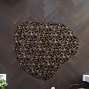 maia] Abstract Gold Gilded Billabong Area Rug Washable for Entryway, Bedroom, Living Room, Bathroom (Black, Billabong)