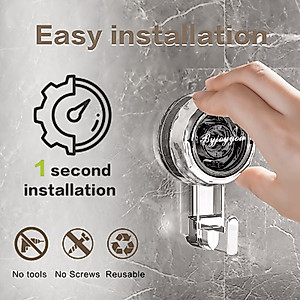 Suction Cup Hooks for Shower, Bathroom, Kitchen, Glass Door, Mirror, Tile – Loofah, Towel, Coat, Bath Robe Hook Holder for Hanging up to 11 lbs – Waterproof,2 Pack Removable & Reusable (clear lucite)