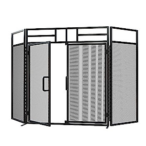 Fire Beauty 3-Panel Folding Fireplace Screen with Magnetic Hinged Doors, Solid Wrought Iron Panels Fire Spark Guard