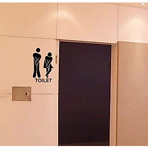 DIY Removable Man Woman Washroom Toilet Bathroom WC Sign, OYEFLY Door Accessories Wall Sticker Home Decor for Kids Living Room Home Decoration (Black)