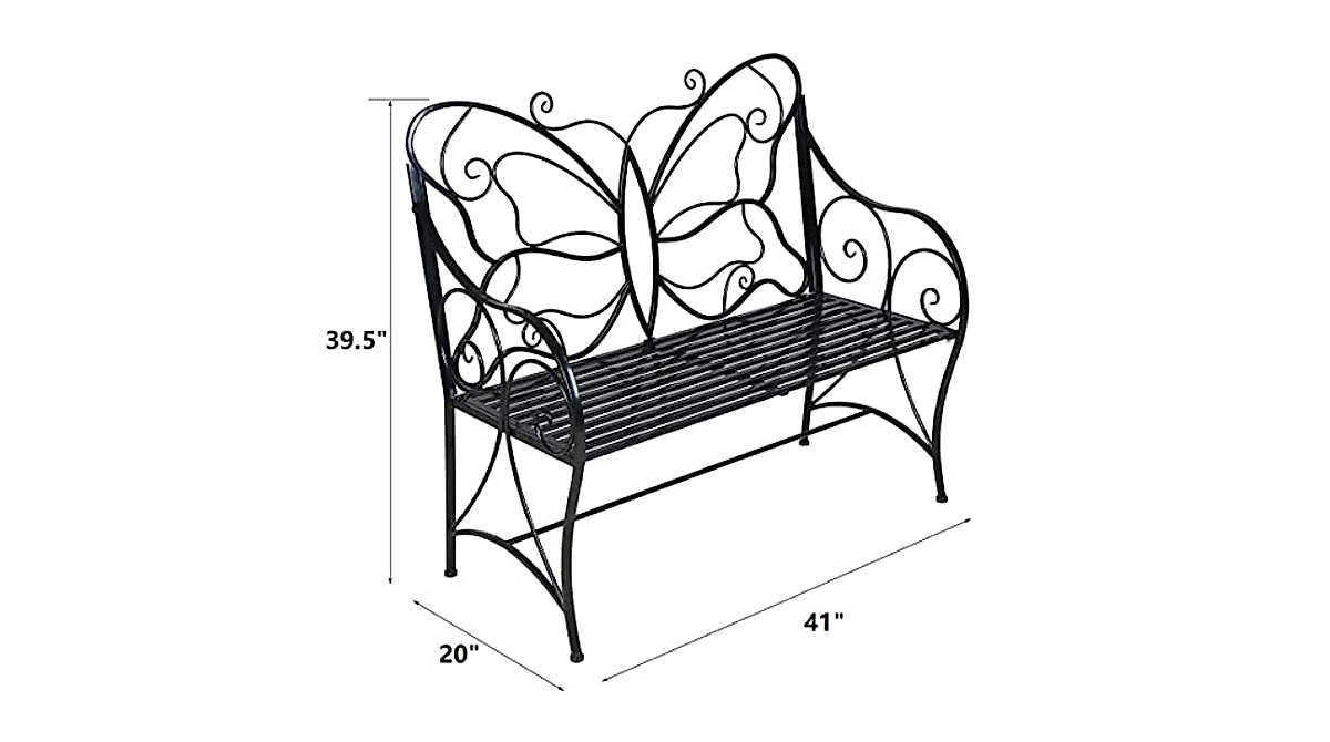 HLC Outdoor Butterfly Cast Iron Bench – 2-Seater