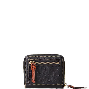 Dooney & Bourke Wallet, Ostrich Small Zip Around Wallet - Black