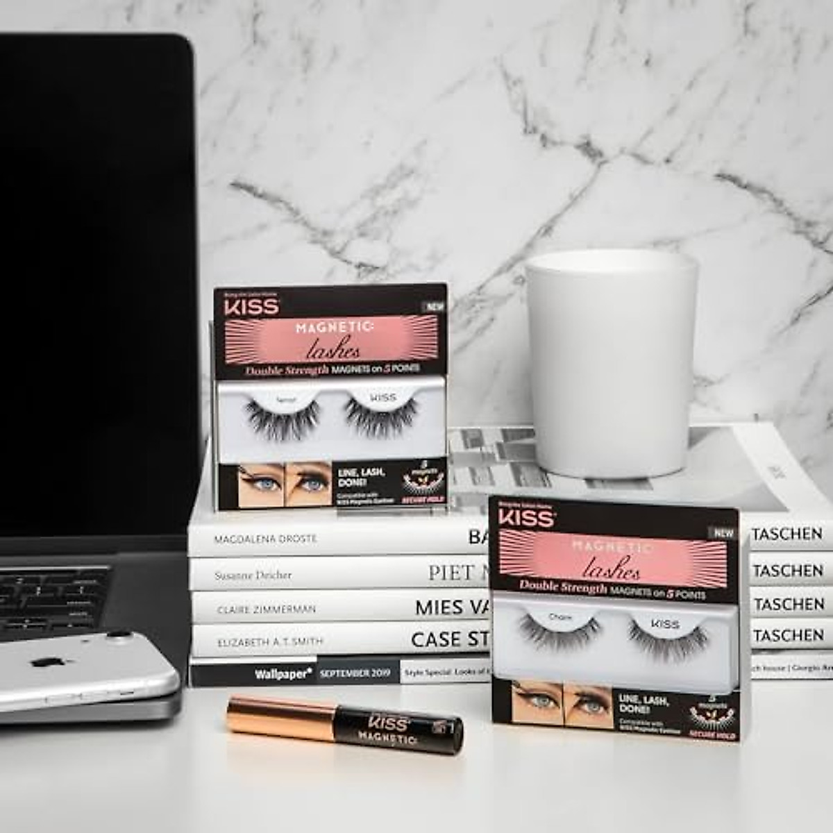 KISS Magnetic False Eyelashes, Charm', 12 mm, Includes 1 Pair Of Magnetic Lashes, Contact Lens Friendly, Easy to Apply, Reusable Strip Lashes