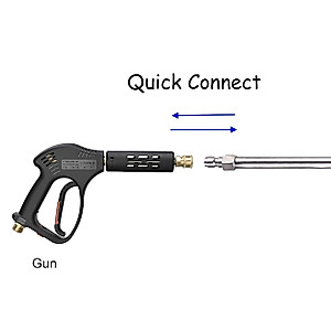 M MINGLE Short High Pressure Washer Gun for Hot and Cold Water, 17 Inch Pressure Washer Extension Wand