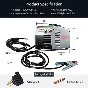 Goplus MIG 140 Welder, Flux Cored Welding Machine, 120V IGBT Arc Welding Inverter w/Integrated MIG Torch, Earth Clamp, Bonus Adaptor & Contact Tip