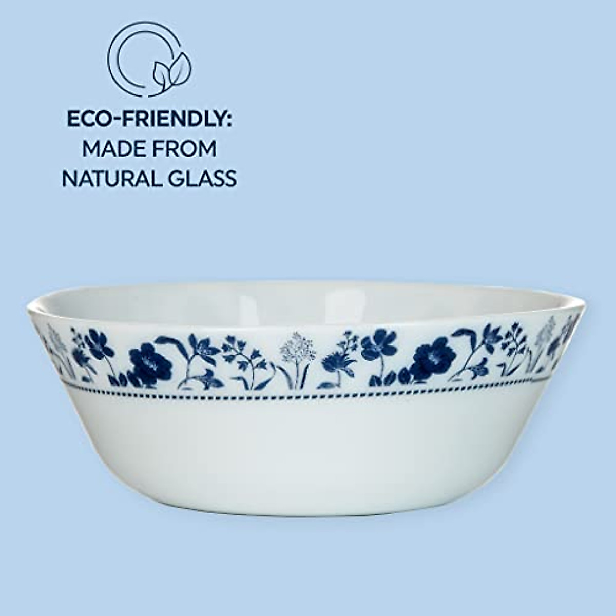 Corelle Everyday Expressions 4-Pc Soup/Cereal Bowls Set, Service for 4, Durable and Eco-Friendly 18-Oz Bowls, Higher Rim Glass , Microwave and Dishwasher Safe, Rutherford