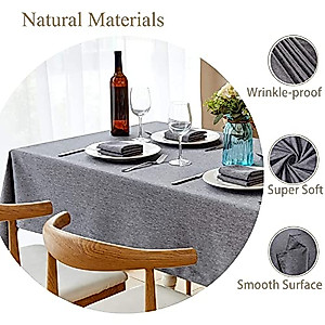 Mebakuk Rectangle Tablecloth and Cloth Napkins Set of 12, Anti-Shrink Soft and Wrinkle Resistant Decorative Fabric for Wedding Party Restaurant Dinner Parties (60 x 84 Inch - Dark Grey)