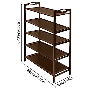 DNYSYSJ Bamboo Shoe Rack Organizer 5-Tier Shoe Shelf Storage Freestanding Shoes Shelf Stand for Entryway Hallway Closet (Brown)